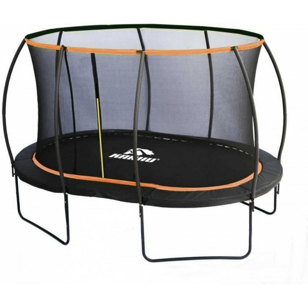 KARHU Blackline Oval -trampoliini, 366 x 240 cm + suojaverkko｜e-ville.com