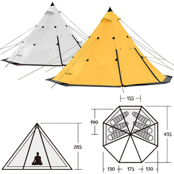 NatureHike Pyramid tiipii +5 hengen teltta